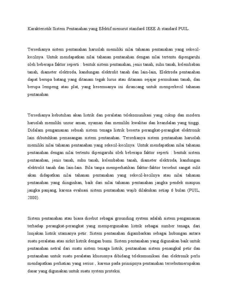 Karakteristik Sistem Pentanahan Yang Efektif Menurut Standard IEEE | PDF