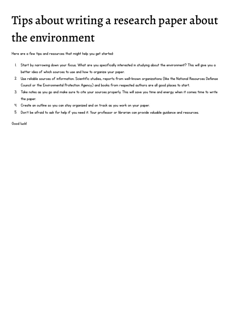 Research Paper About Environment | PDF
