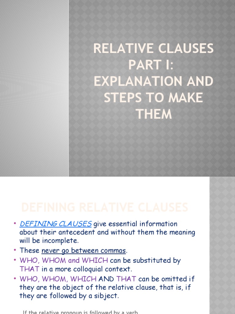 Relative Clauses Part 1 | PDF | Pronoun | Subject (Grammar)