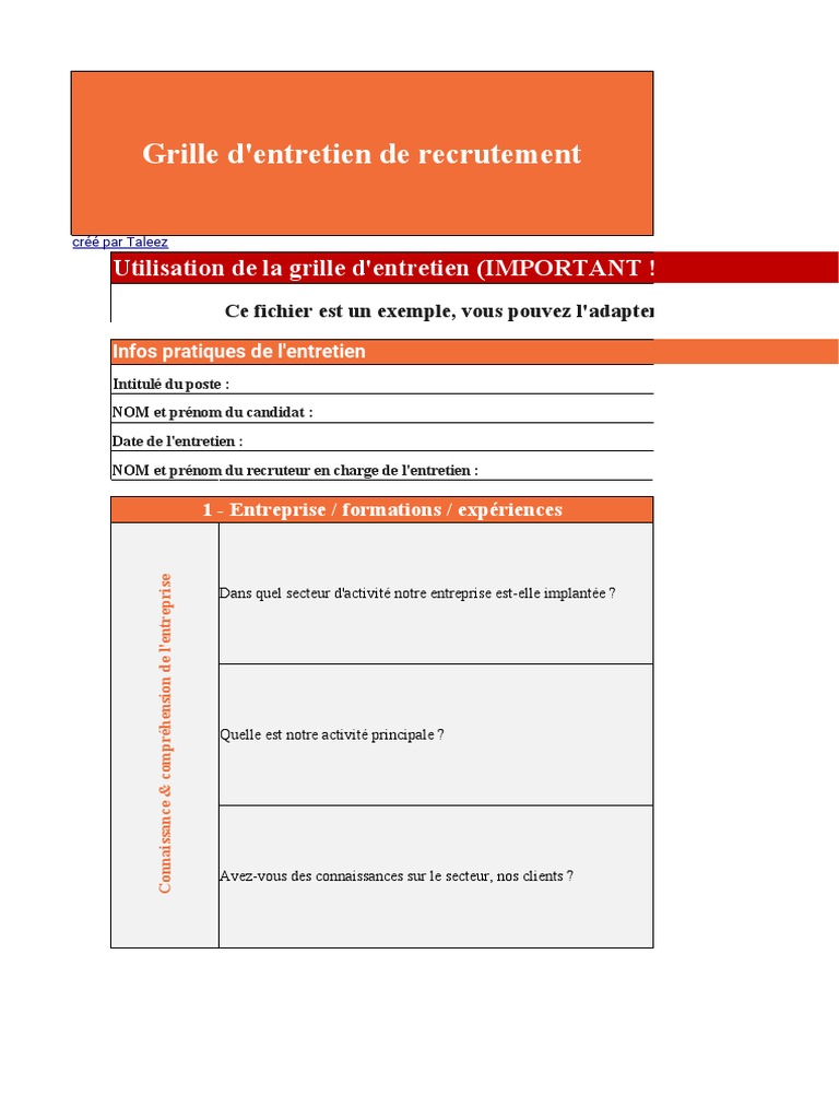 Grille d'entretien de recrutement efficace | PDF | Business