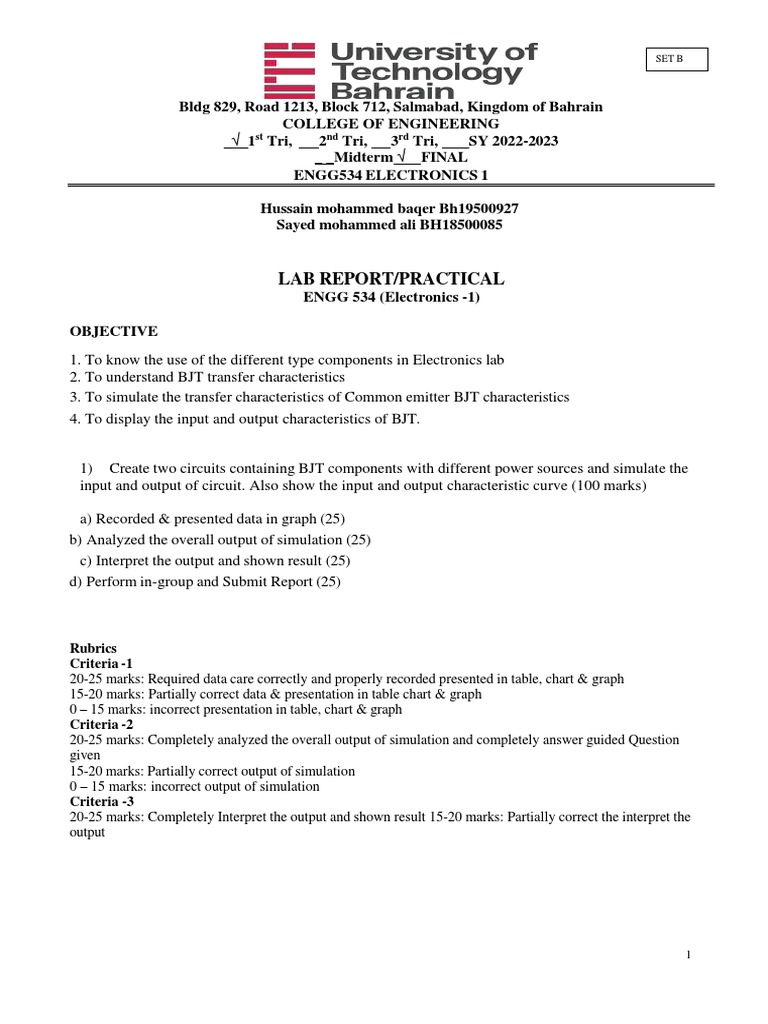 ENGG534 - Midterm Lab Simulation 2 | PDF | Bipolar Junction Transistor | Transistor