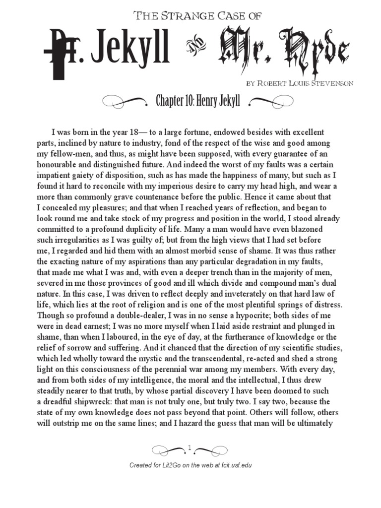 The Strange Case of DR Jekyll and MR Hyde 010 Chapter 10 Henry Jekylls ...