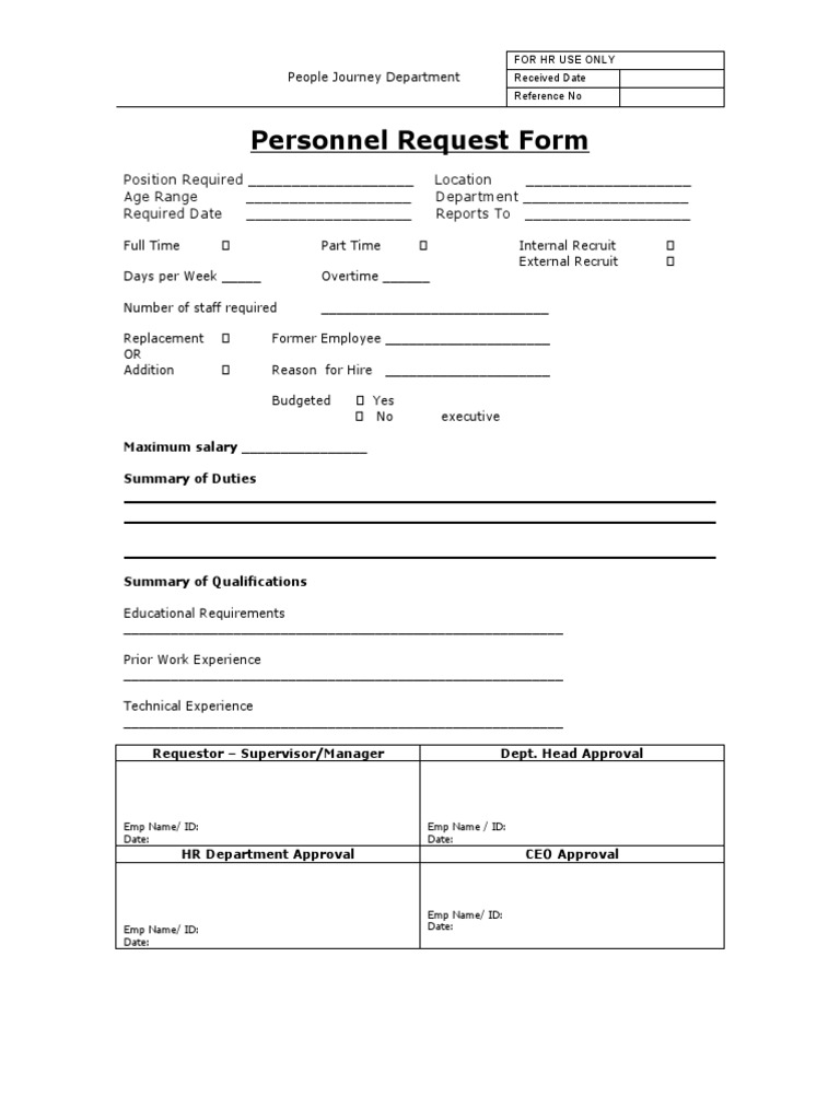 Personnel Request Form | PDF