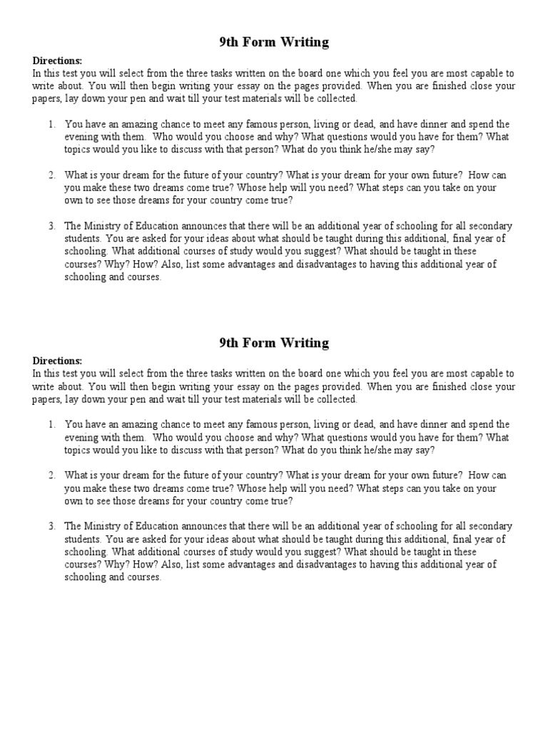 9th Grade Writing Test Prompts | PDF | Essays