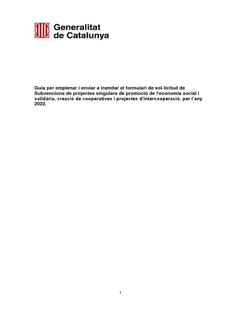 Guia per emplenar i enviar a tramitar el formulari de sol·licitud de ...