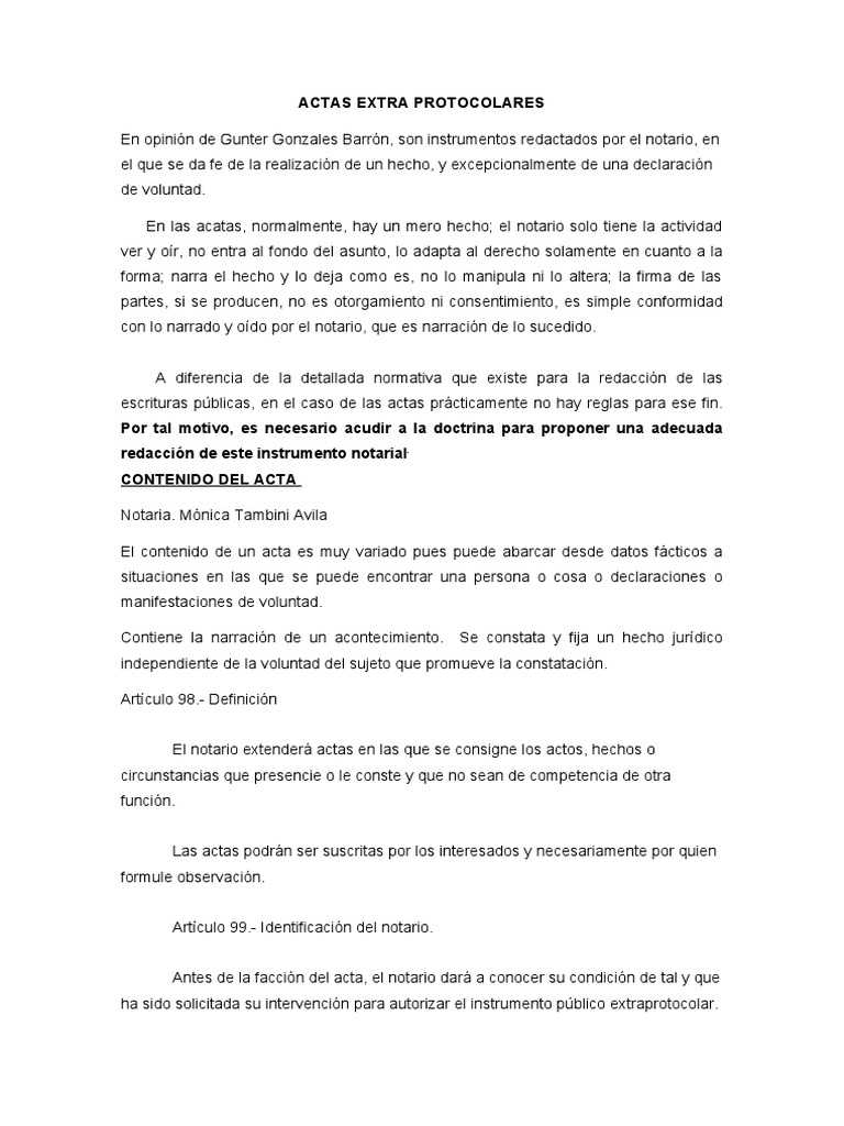 Actas Extra Protocolares | PDF | Derecho Civil (Common Law) | Justicia