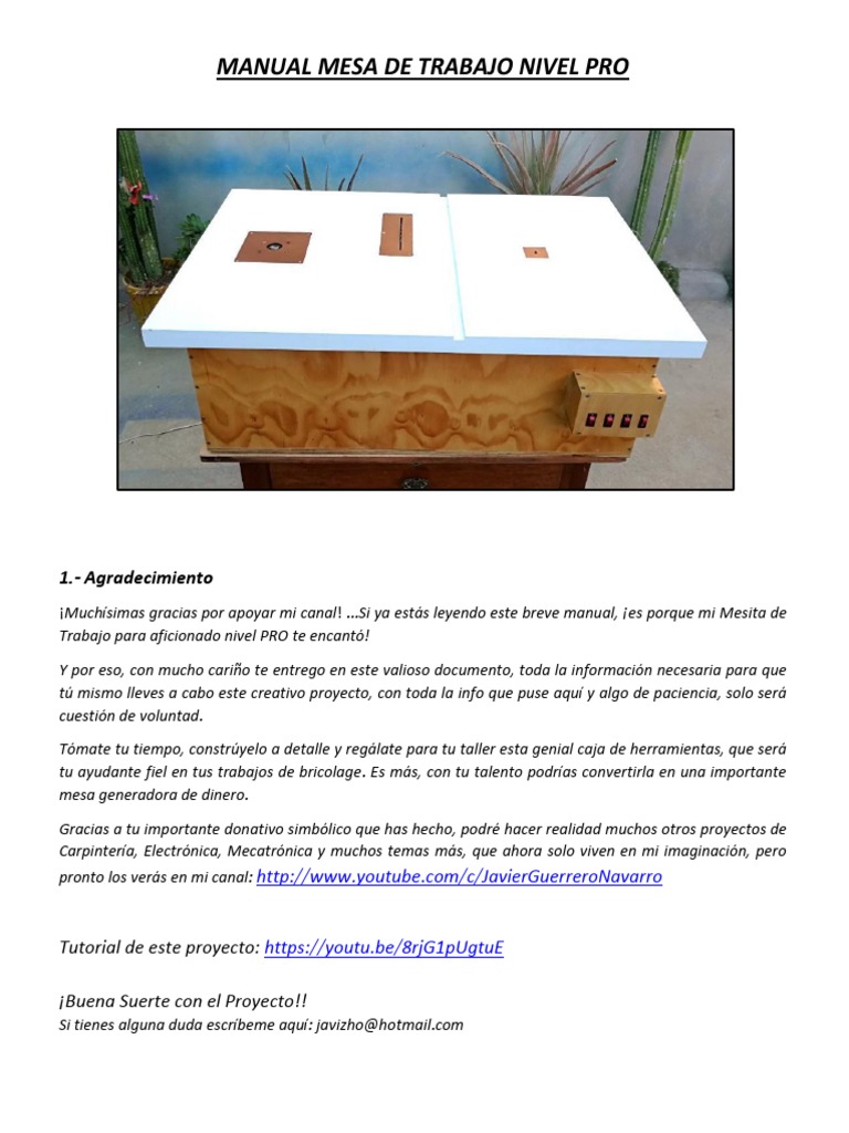 Manual para Construir Mesa de Trabajo PRO | PDF