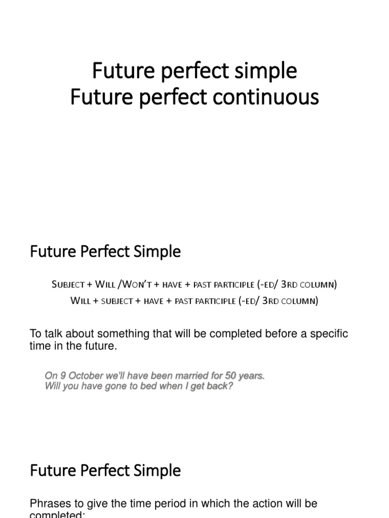 Future Perfect Simple Continuous | PDF | Language Families | Syntax
