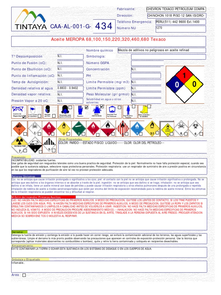 Aceite Meropa 68,100,150,220,320,460,680 Texaco | PDF | Agua | Primeros ...