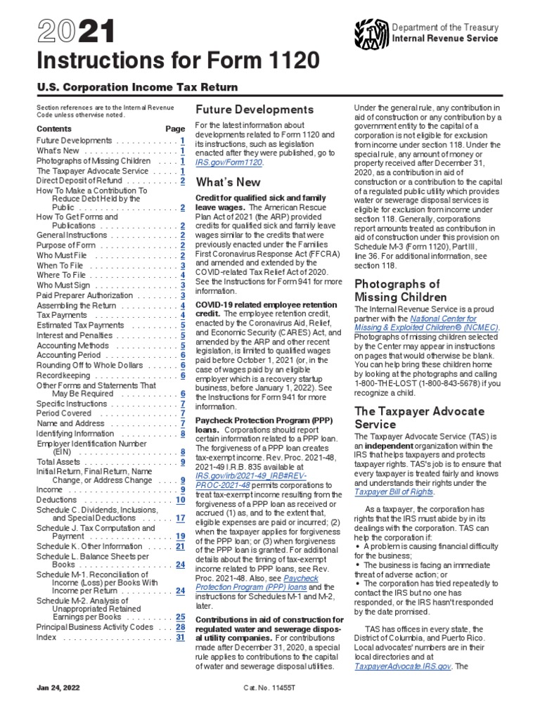 Instructions For Form 1120 | PDF | Irs Tax Forms | Limited Liability ...