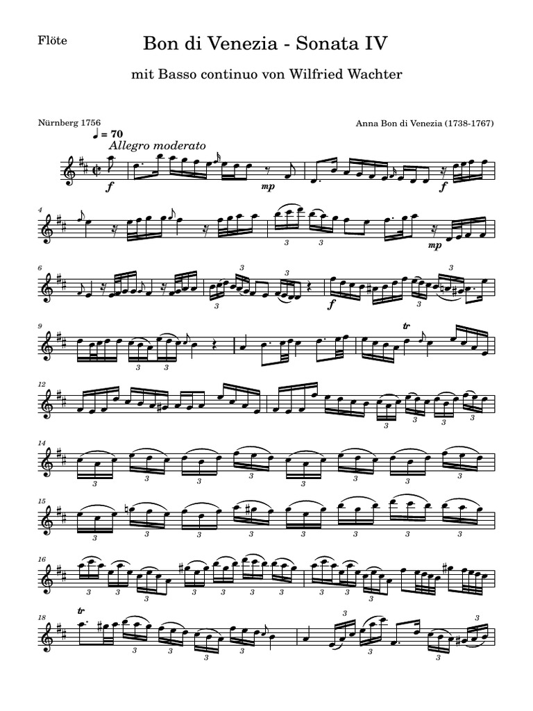 Sonata IV Flute | PDF | Classical Music | Musical Compositions