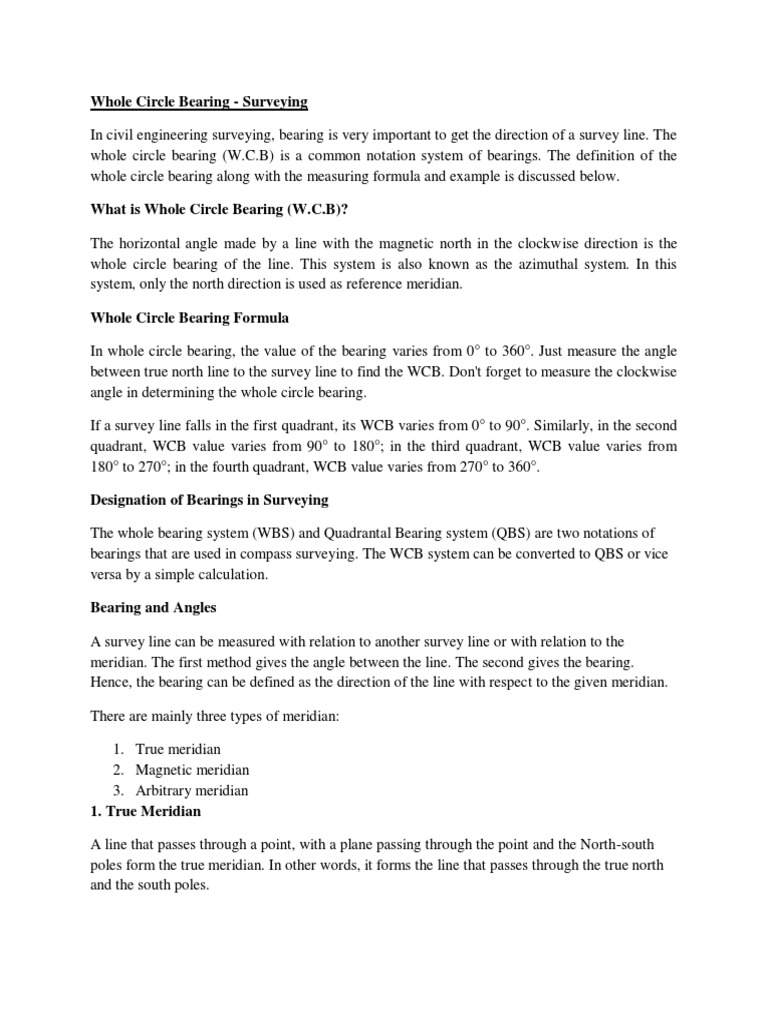 survey whole circle bearing | PDF | Compass | Surveying
