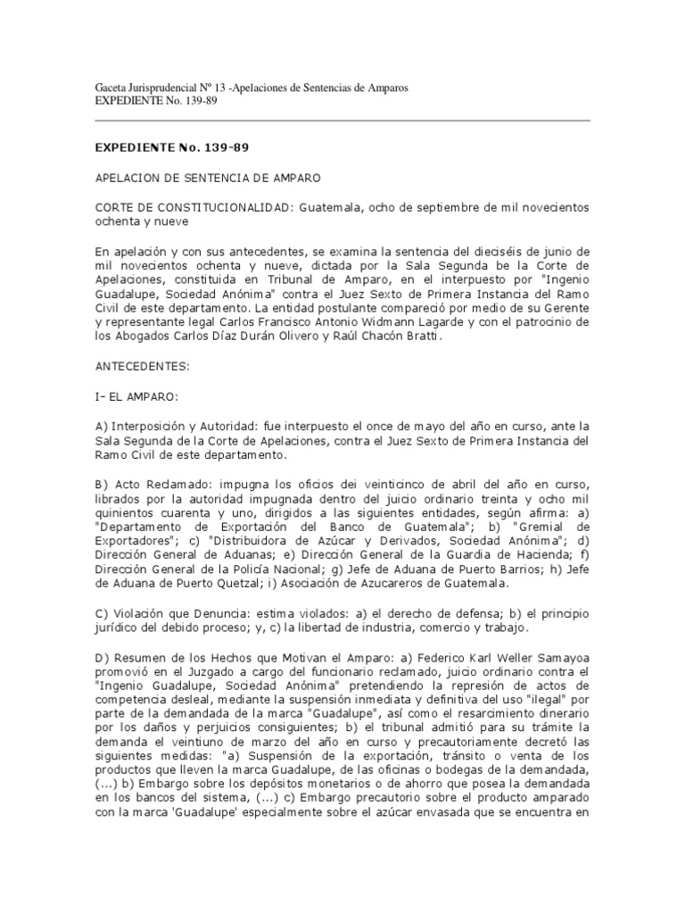 EXPEDIENTE No. 139-89 | PDF | Debido al proceso | Sentencia (ley)