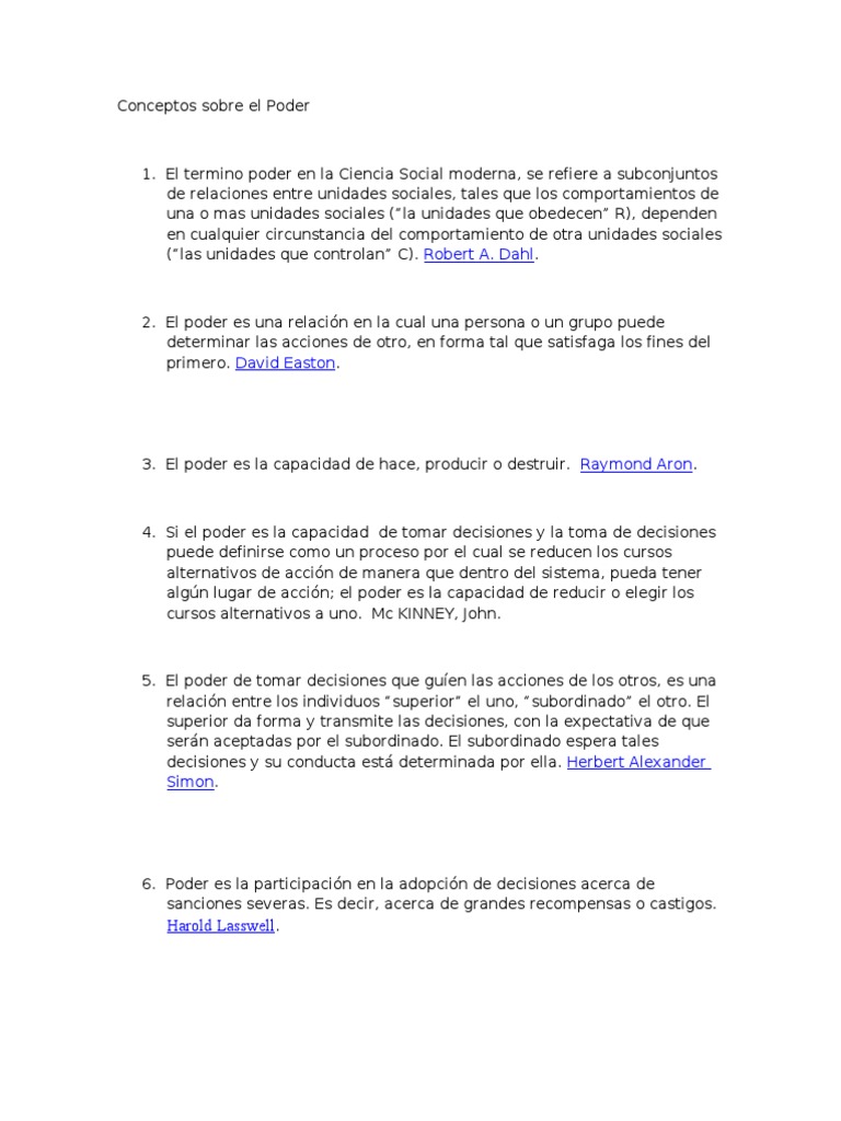 Conceptos Sobre El Poder | PDF | Toma de decisiones | Probabilidad