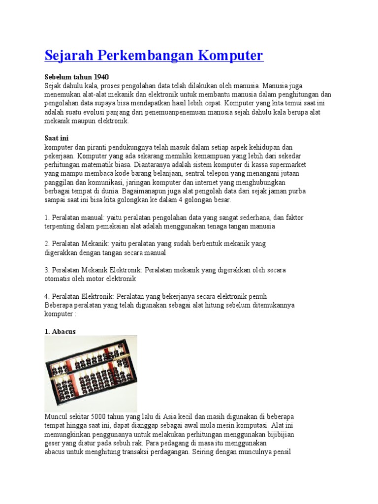 Sejarah Perkembangan Komputer | PDF