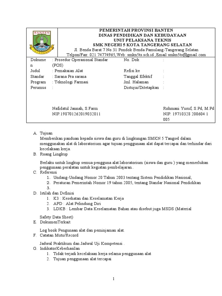 SOP-Penggunaan Alat Laboratorium | PDF