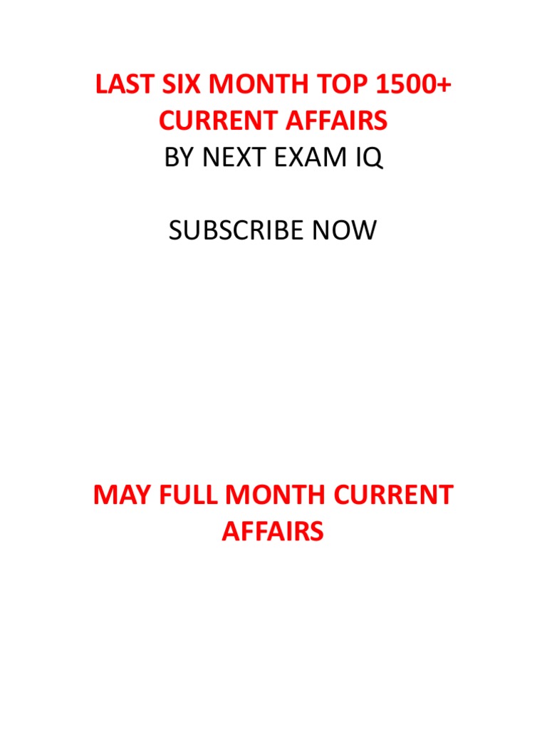 Last Six Month Top 1500+ Current Affairs: by Next Exam Iq Subscribe Now | PDF | Gujarat