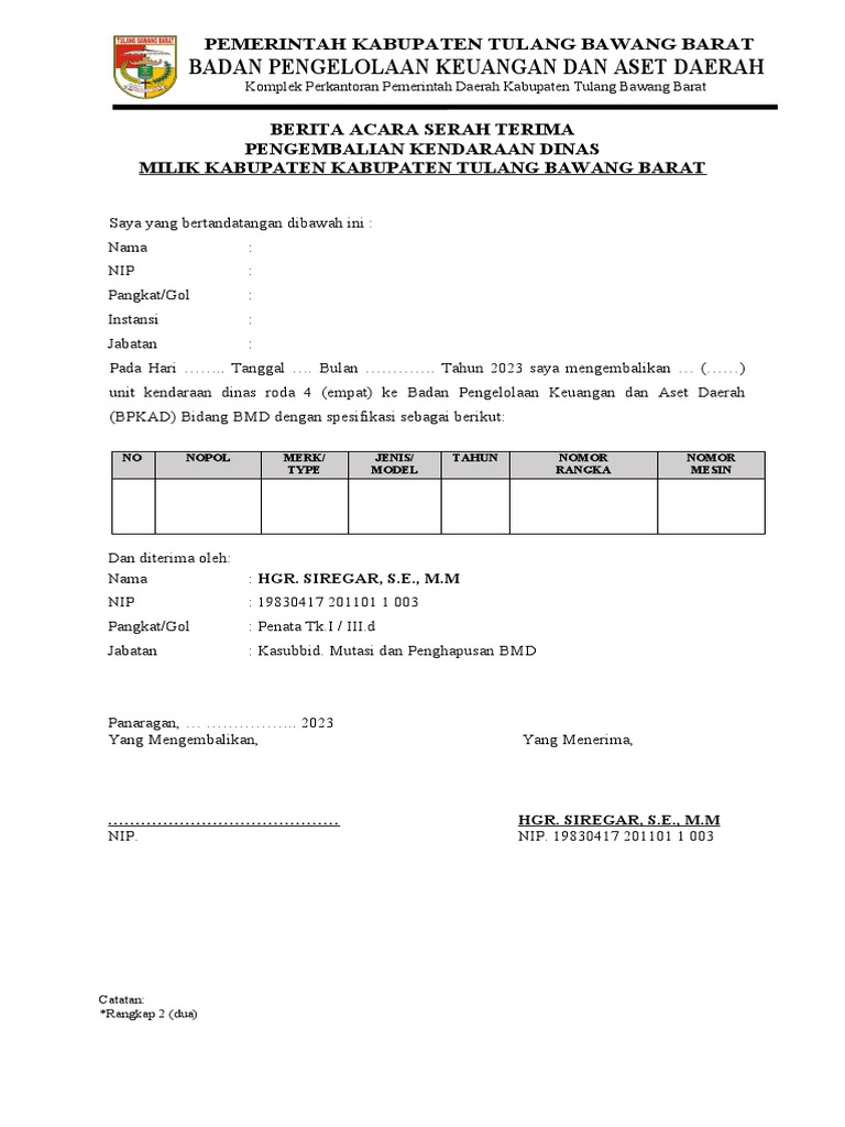 Bast Pengembalian Randis R4 | PDF