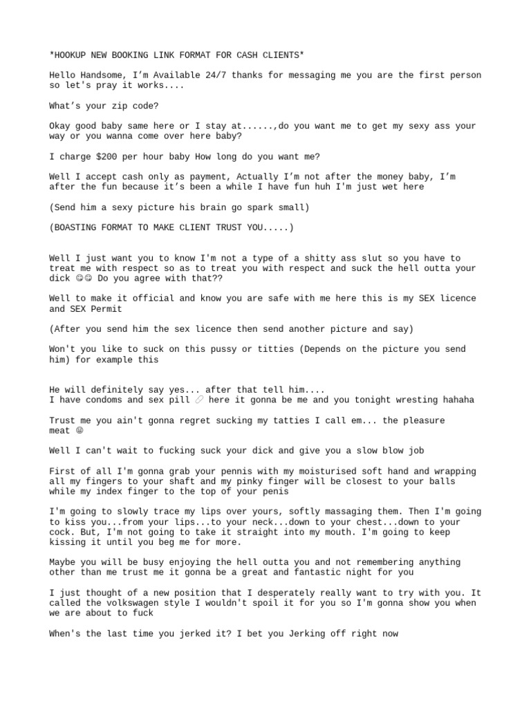 Hookup New Booking Lonk Format For Cash Clients La Hot | PDF