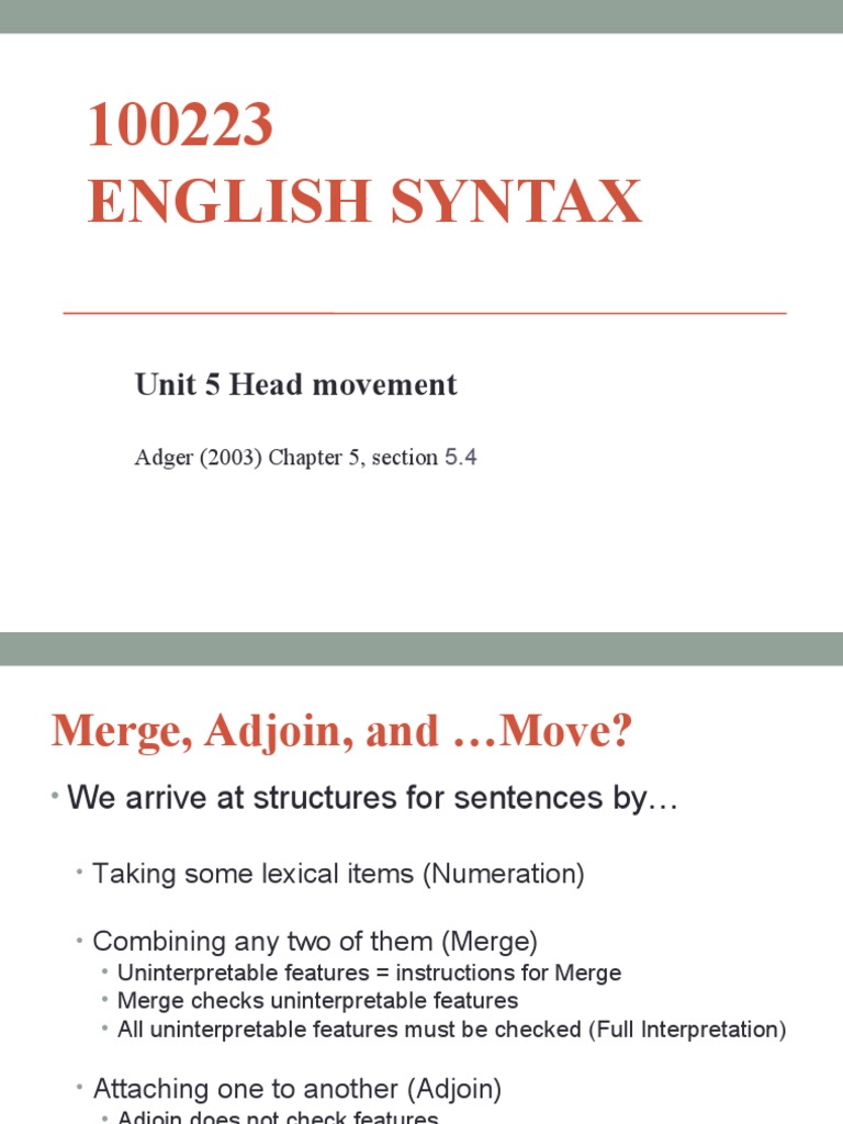 English syntax head movement | PDF | Cognitive Science | Grammar