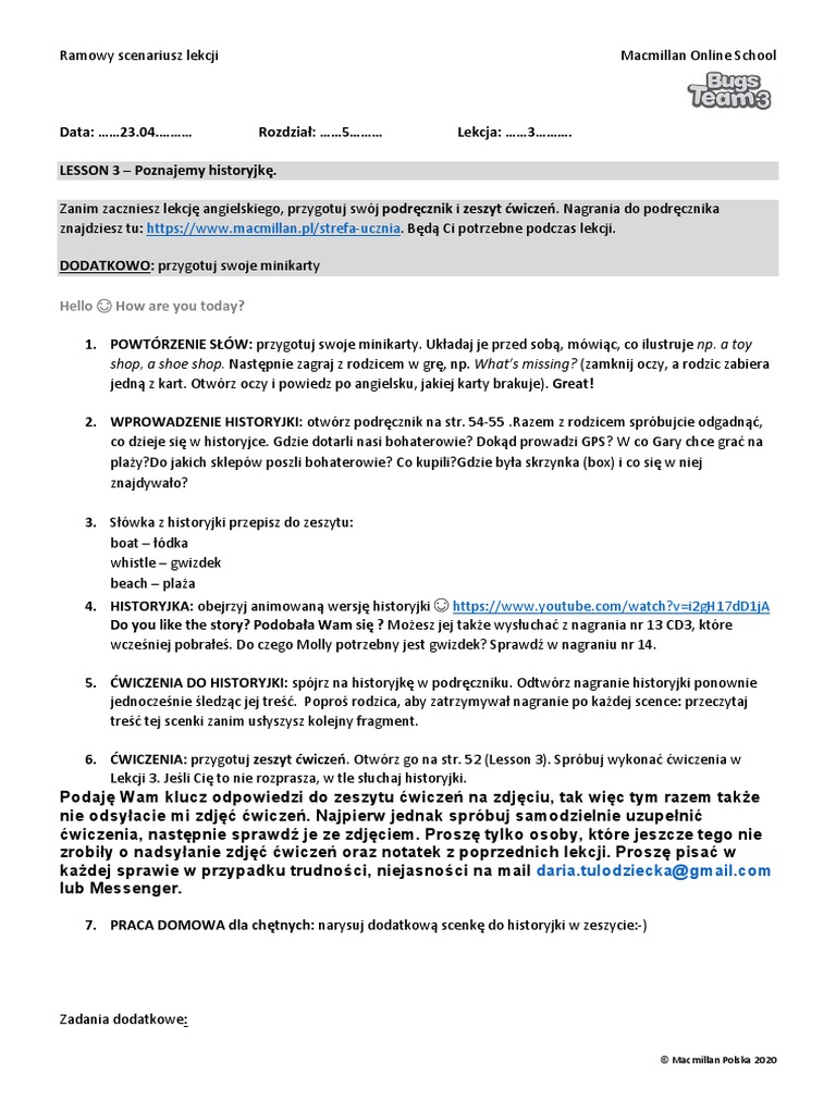 BT 3 Lesson 3 Poznajemy Historyjke | PDF