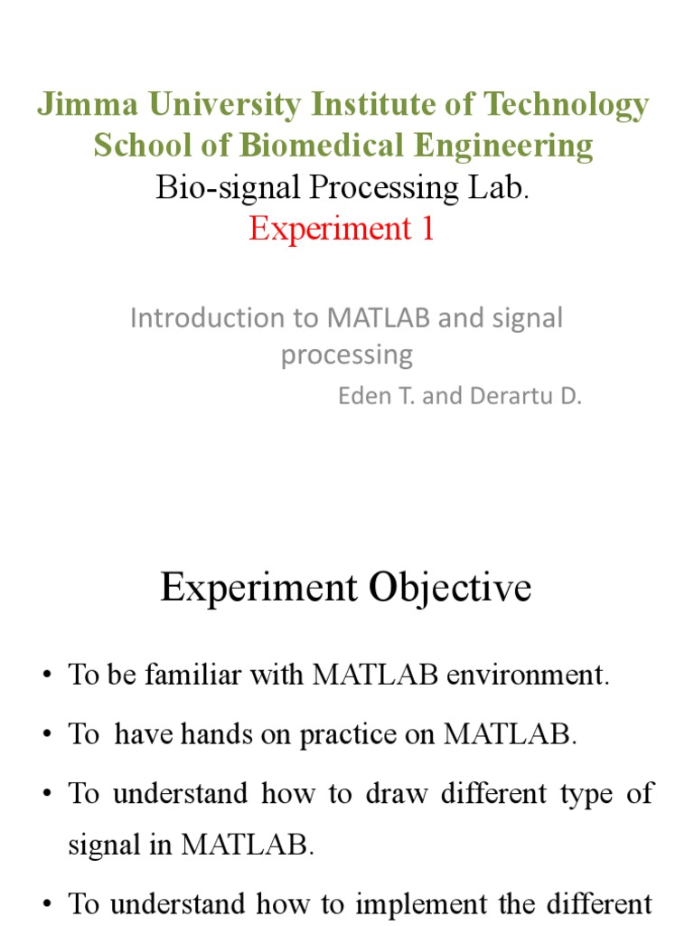 Bio-Signal Processing Lab. Lec 1 | PDF | Matlab | Mathematics