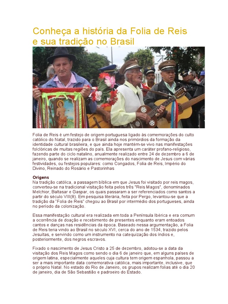 Conheça A História Da Folia de Reis e Sua Tradição No Brasil | PDF