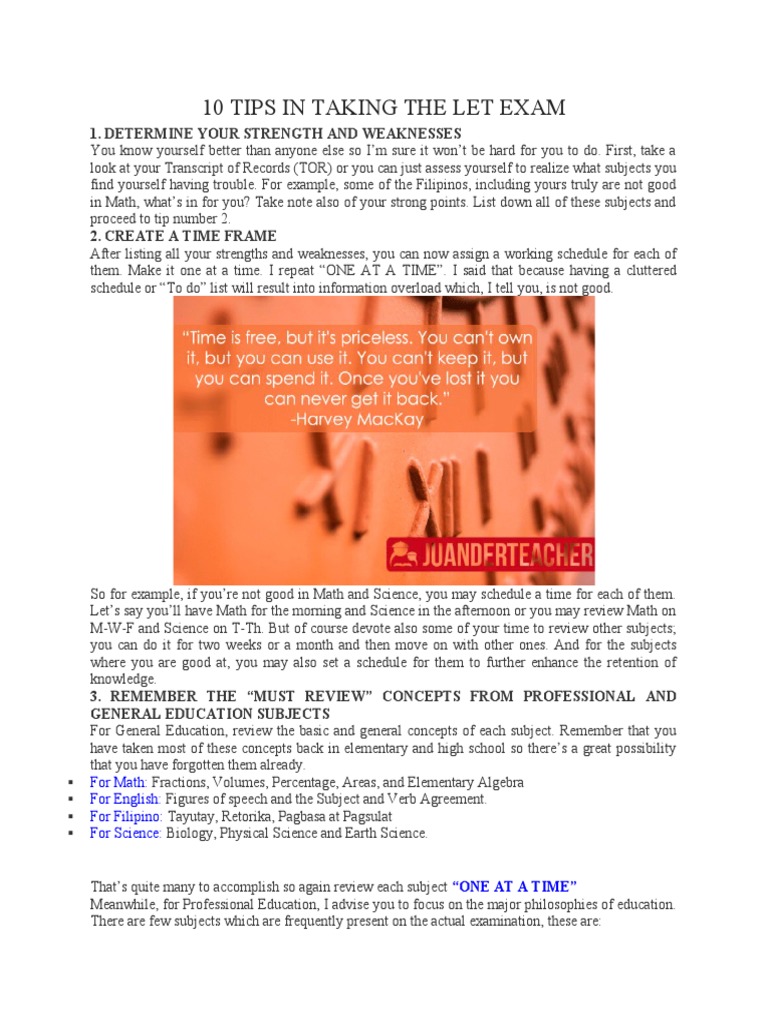 LET Exam Prep: Top 10 Tips | PDF | Geometry | Test (Assessment)