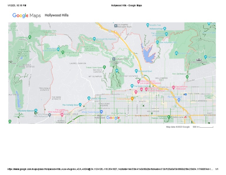 Hollywood Hills - Google Maps | PDF