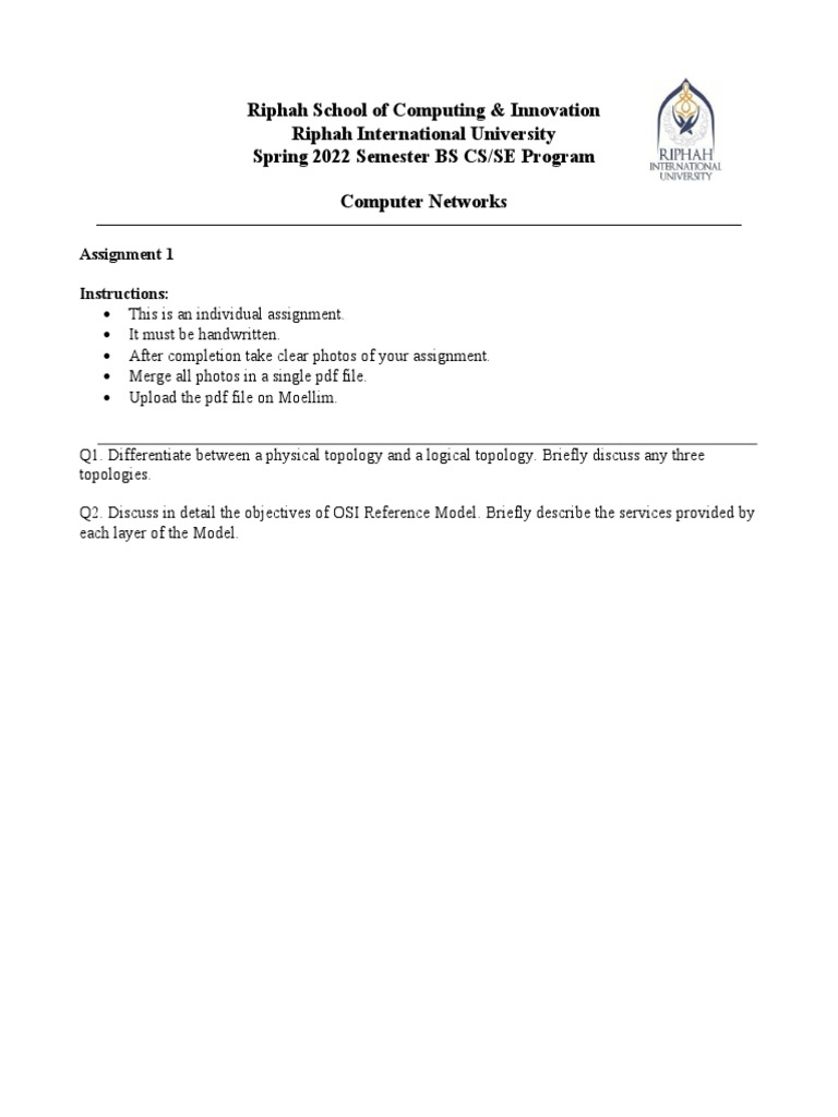 Computer Networks Assignment Guidelines | PDF
