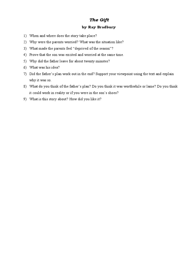 Ray Bradbury The Gift TASKS | PDF