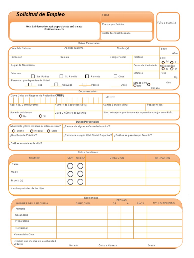 Solicitud de Empleo Editable | PDF