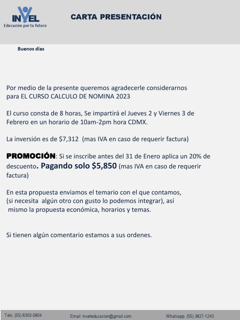 Curso Calculo De Nomina 2023 Pdf