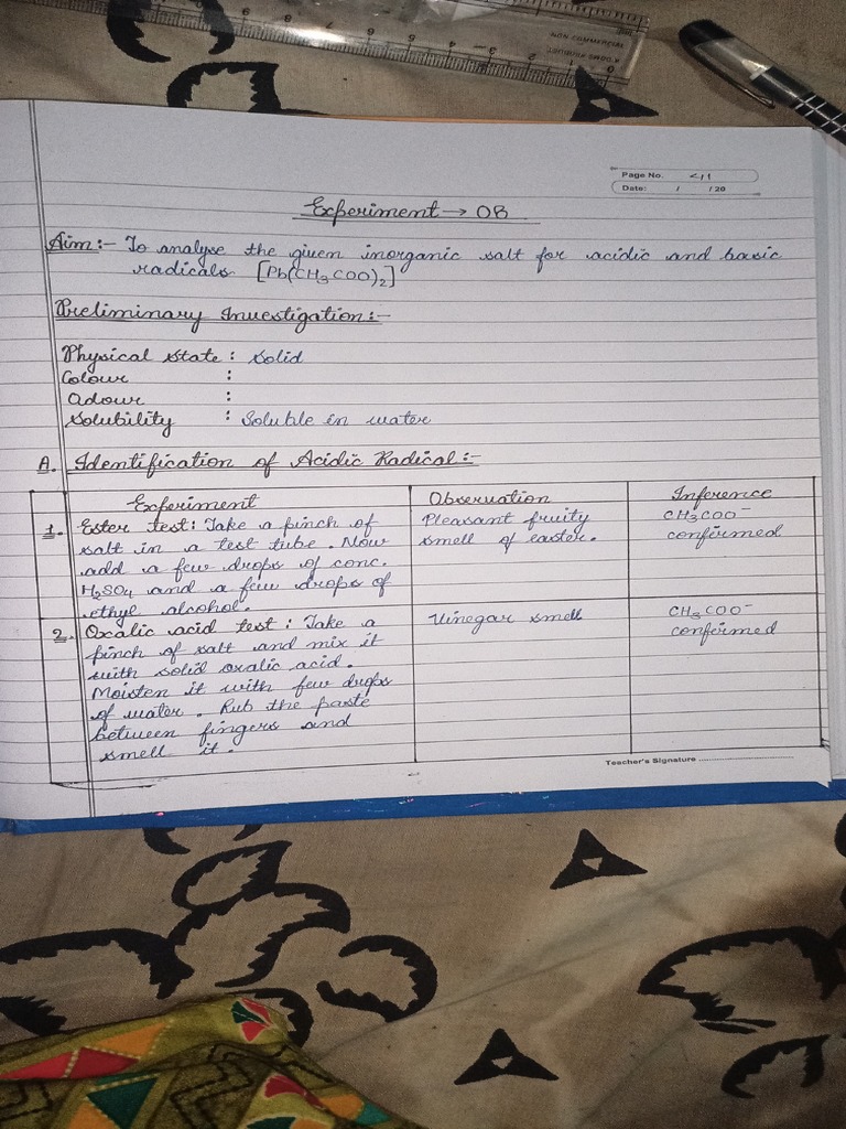 Salt Analysis Exp.8 | PDF