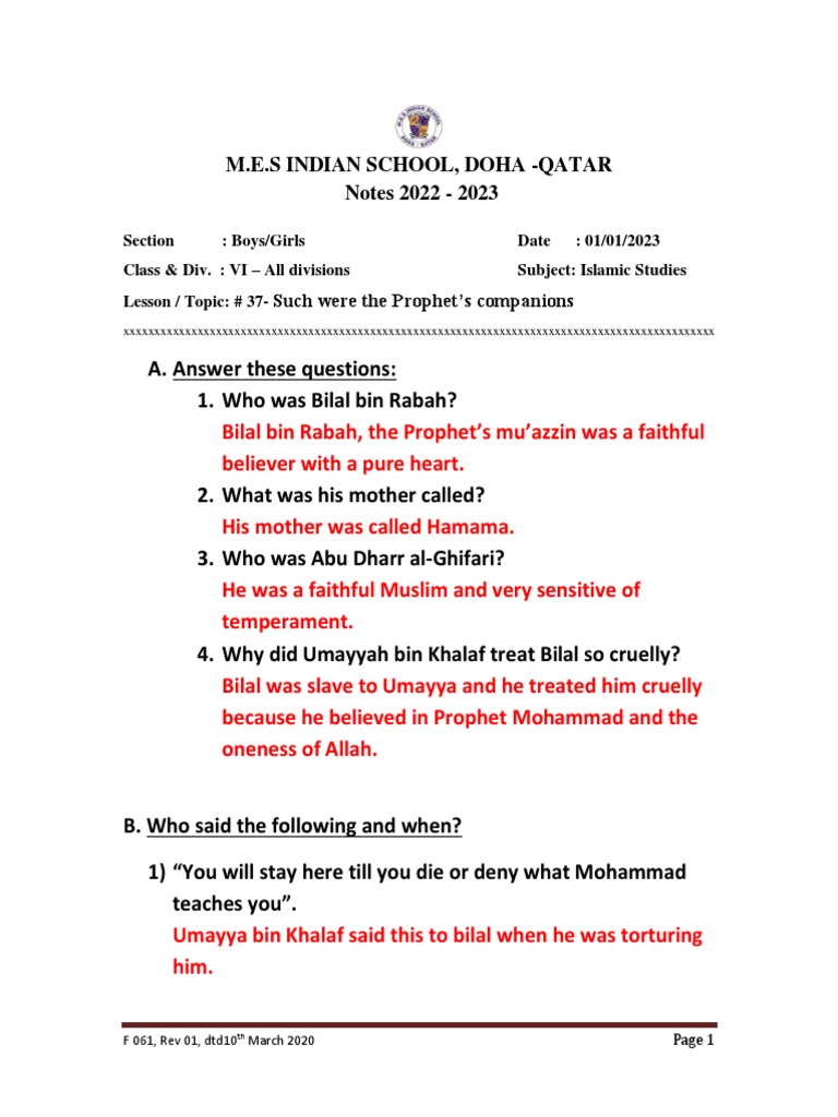 6 Islamic Notes Such Were The Prophets Companions | PDF | Muhammad ...
