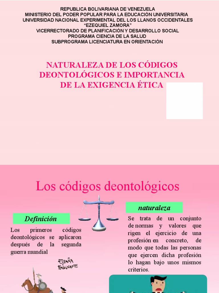 Naturaleza de Los Códigos Deontológicos e Importancia de La Exigencia ...