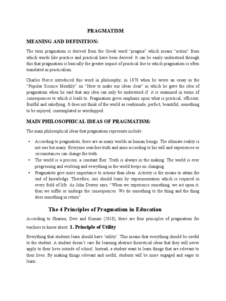 PRAGMATISM | PDF | Pragmatism | Truth PRAGMATISM | PDF | Pragmatism | Truth