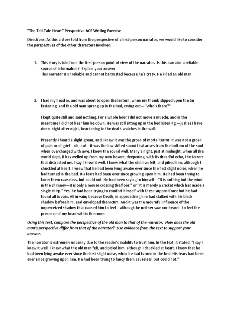 Tell Tale Heart Ace Writing Activity | PDF | Narration
