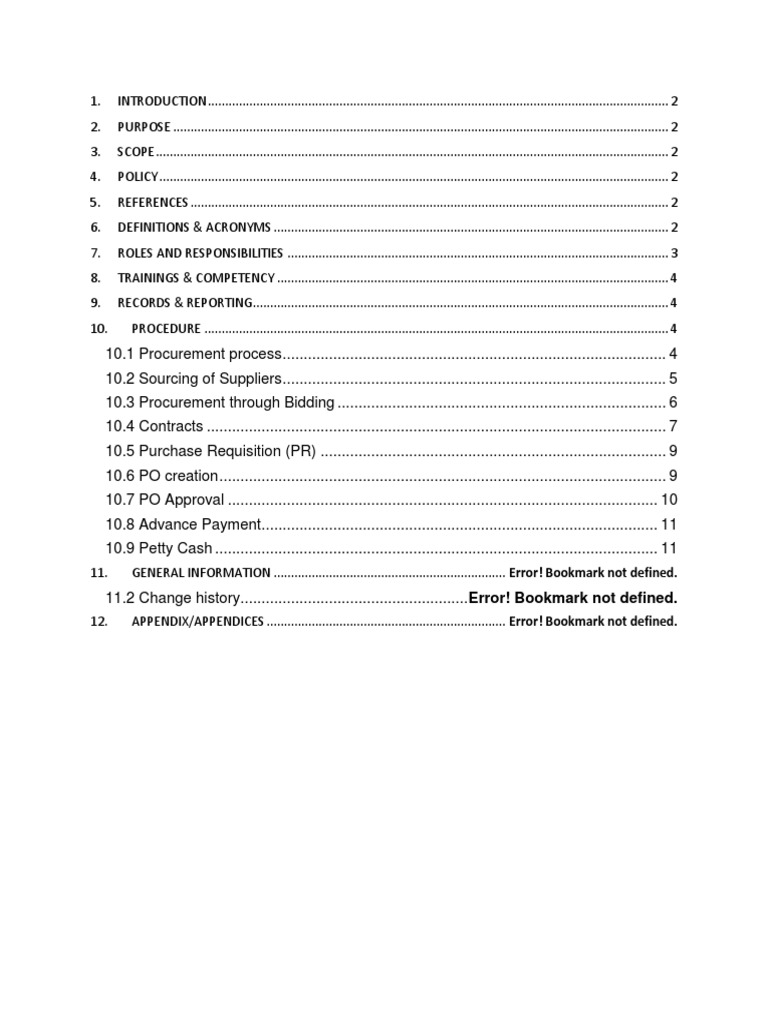 PROCUREMENT SOP Draft | PDF