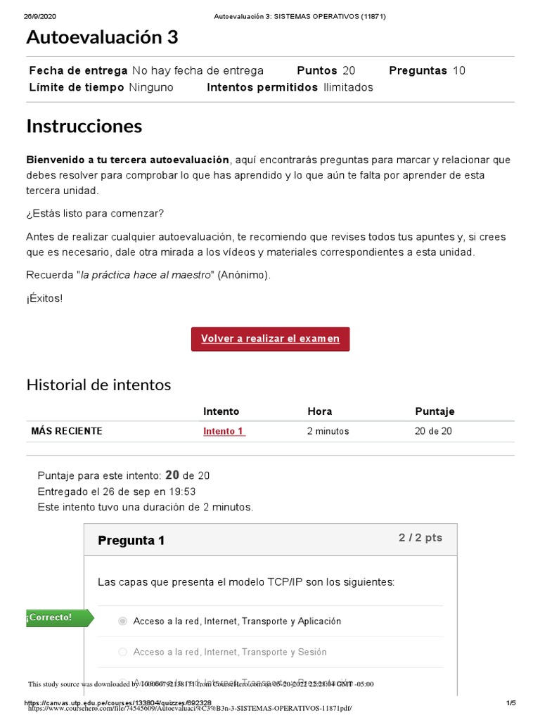 Autoevaluaci N 3 Sistemas Operativos 11871 PDF | PDF | Middleware | Informática