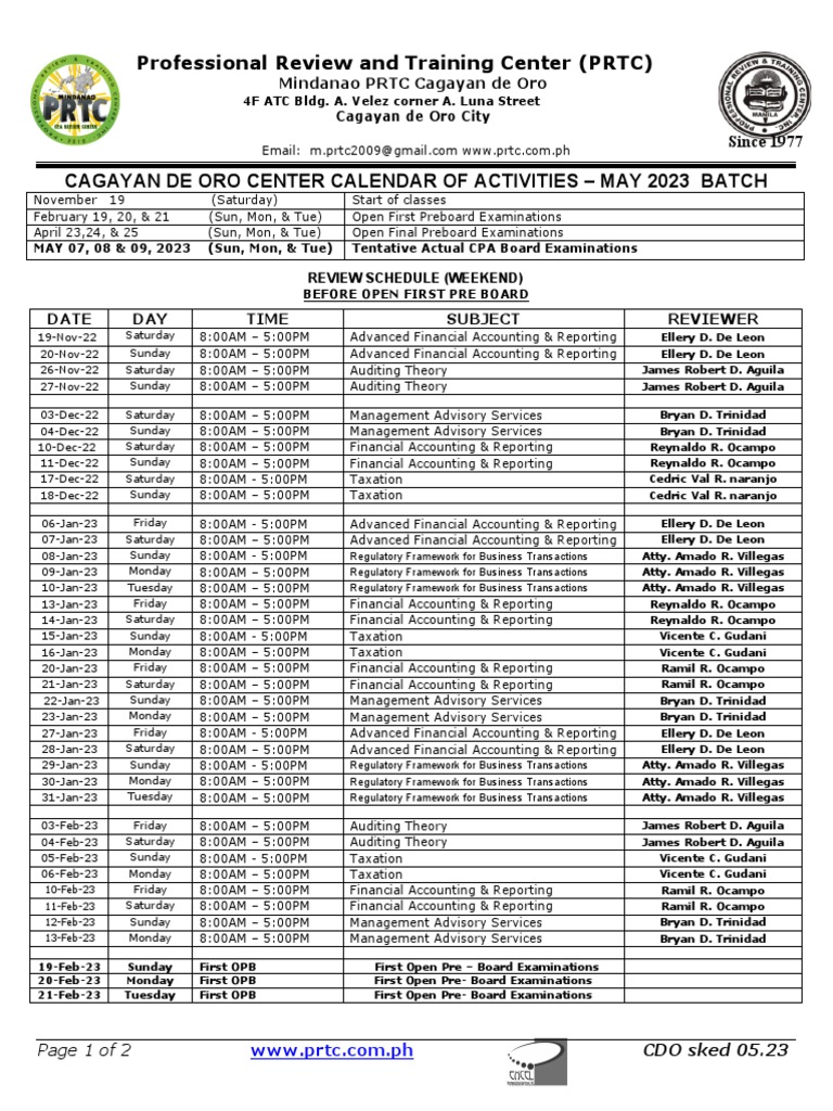 CDO Sked - Weekend MAY. 2023bATCH | PDF | Accounting | Money