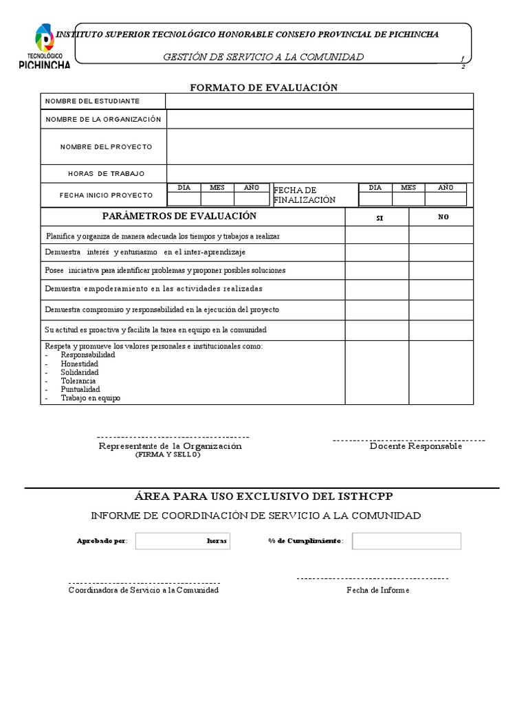 Formato de Evaluacion | PDF