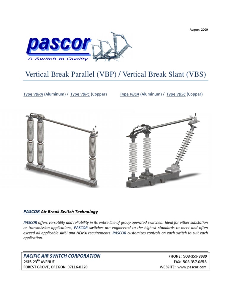 Vertical Break Switches: VBP/VBS Guide | PDF | Switch | Pipe (Fluid ...