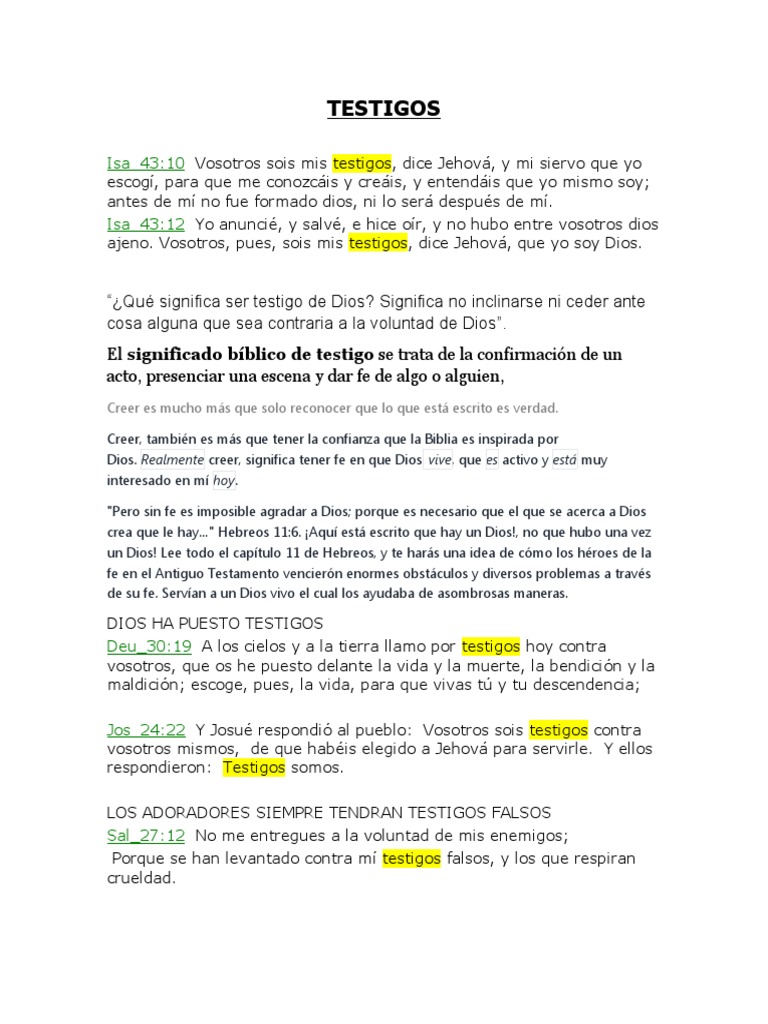 TESTIGOS | PDF | Fe | Dios