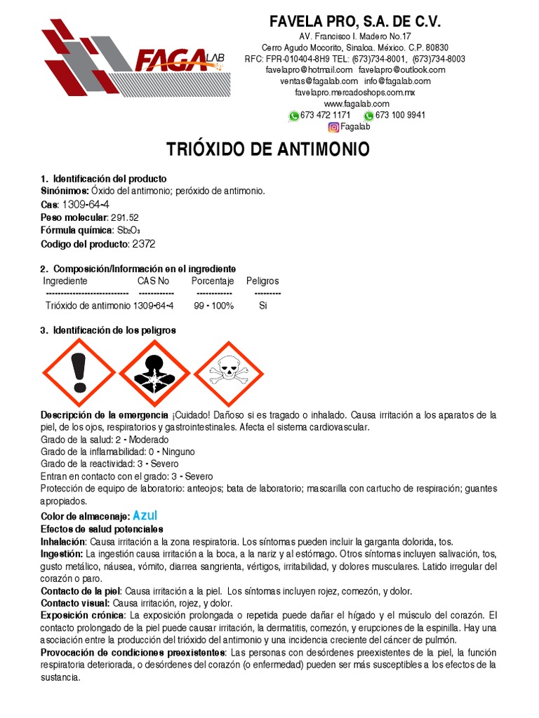 Trioxido de Antimonio | PDF