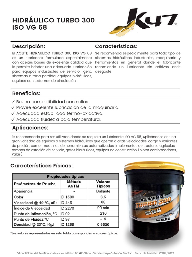 FT K47 Hidráulico Turbo 300 ISO VG 68 | PDF