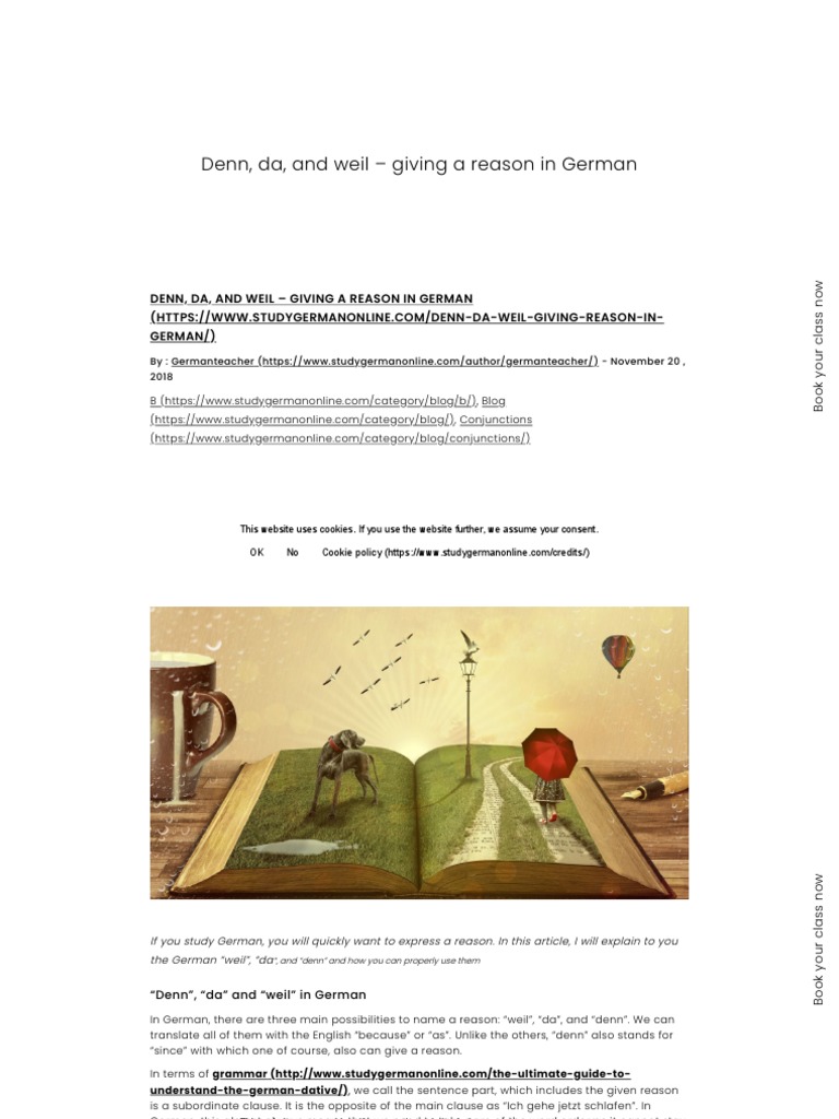 Denn, Da, and Weil - Giving A Reason in German | PDF