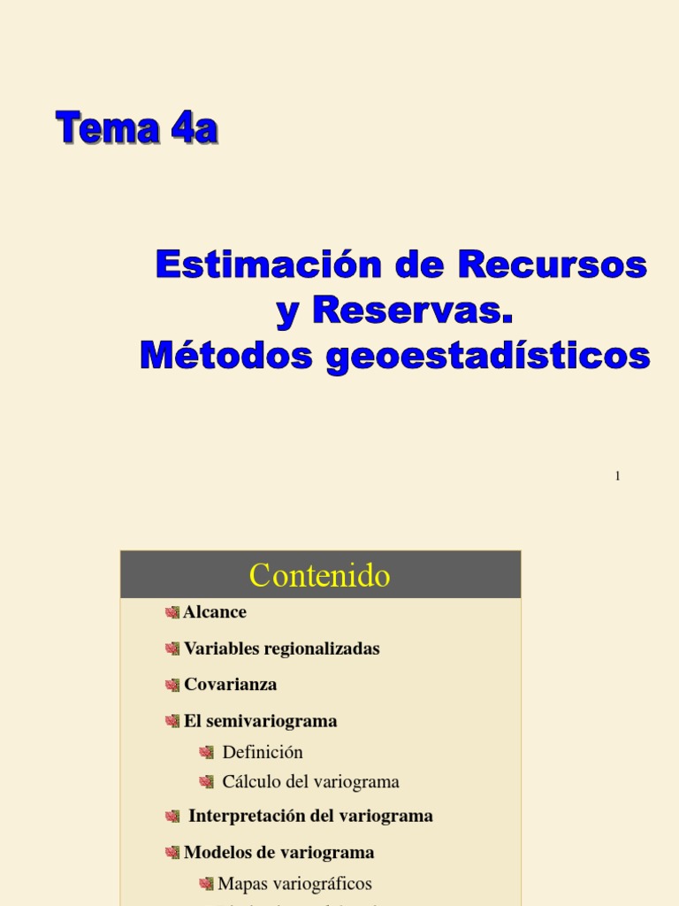Tema 4a Cálculo de Reservas-Variograma | PDF | Matemáticas | Estadísticas