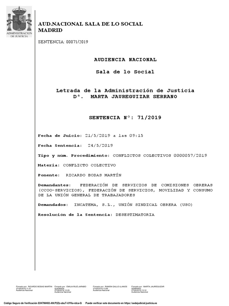 Sentencia AN 24 05 2019 Smi Complementos | PDF | Salario | Salario mínimo Sentencia AN 24 05 2019 Smi Complementos | PDF | Salario | Salario mínimo