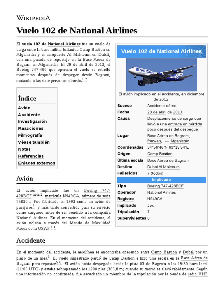 Vuelo 102 de National Airlines | PDF | Aviación | Transporte